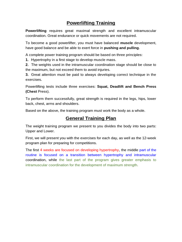 Powerlifting Training | PDF