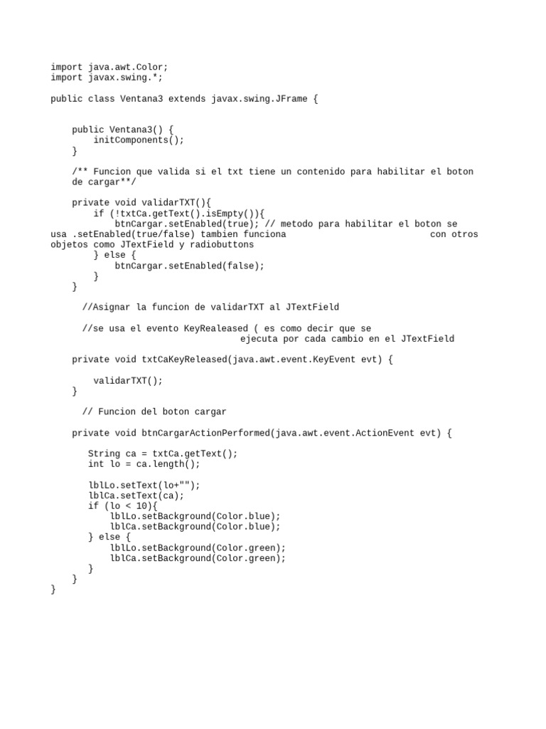 Validación de JTextField en Java Swing | PDF
