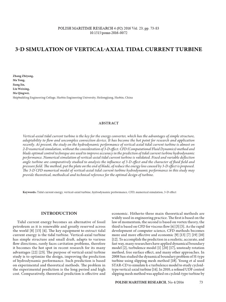 3D-Simulation-of-VerticalAxial-Tidal-Current-Turbine | PDF | Turbine | Computational Fluid Dynamics