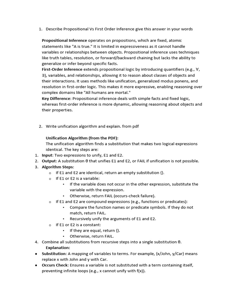 Ai 3rd Ia Answers[1] (1) | PDF | First Order Logic | Logic