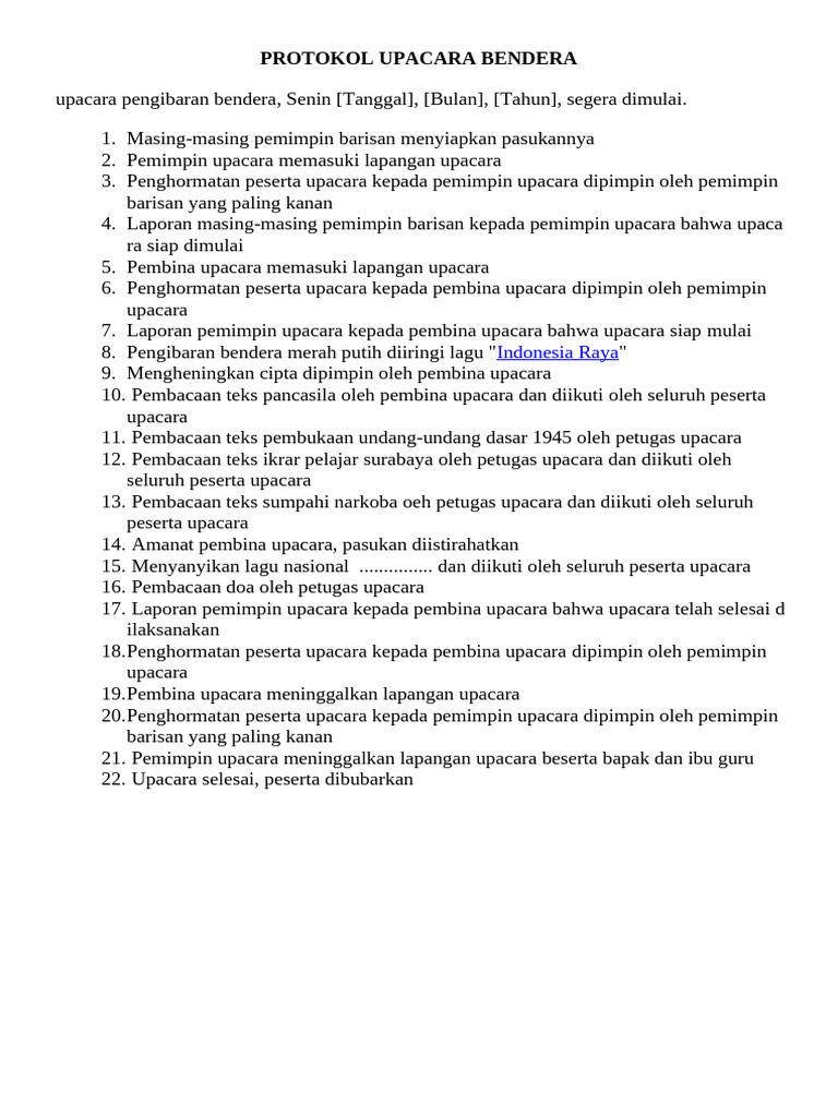 Protokol Upacara Bendera | PDF