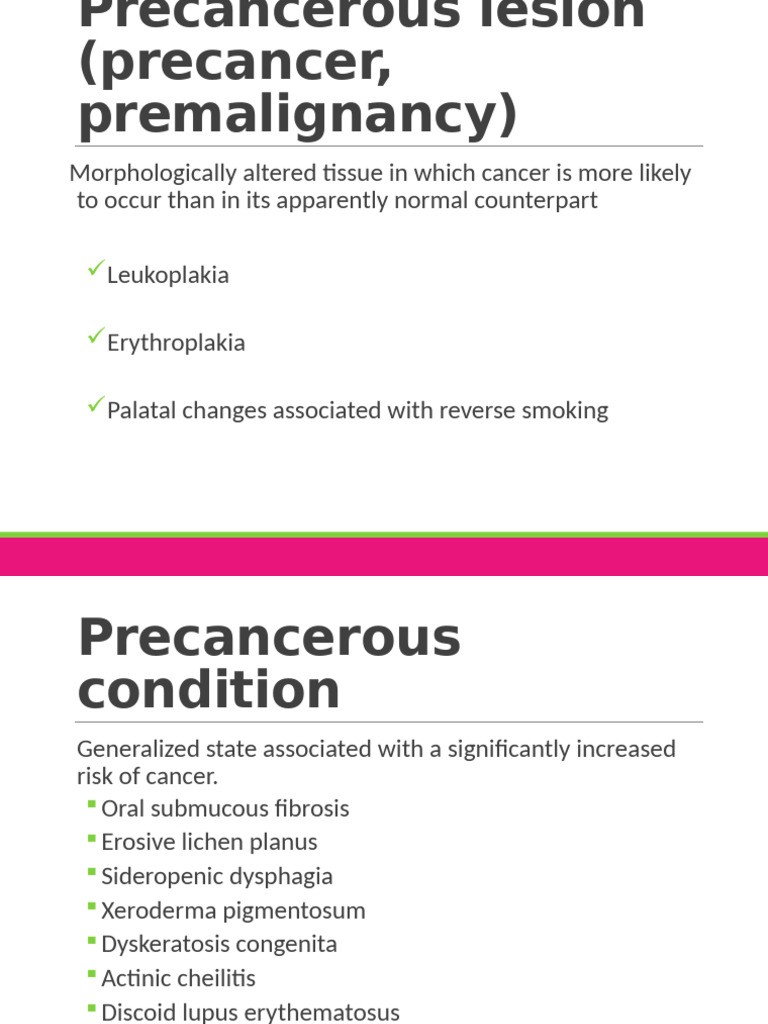 Premalignant Lesions of the Oral Cavity | PDF | Medical Specialties ...
