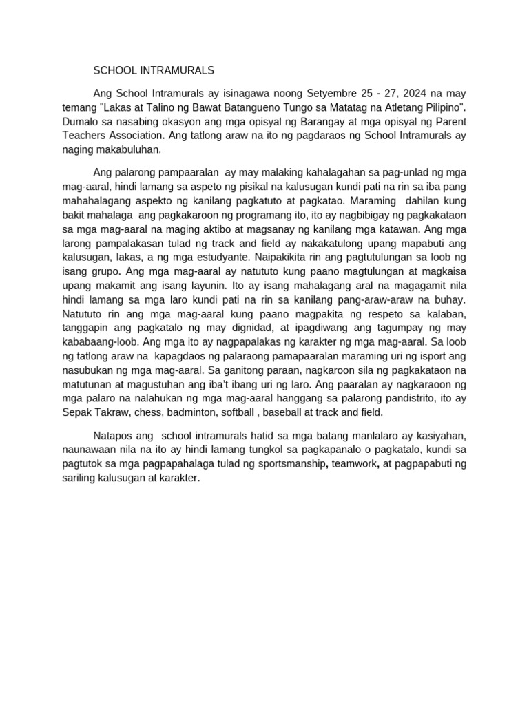 School Intramurals | PDF