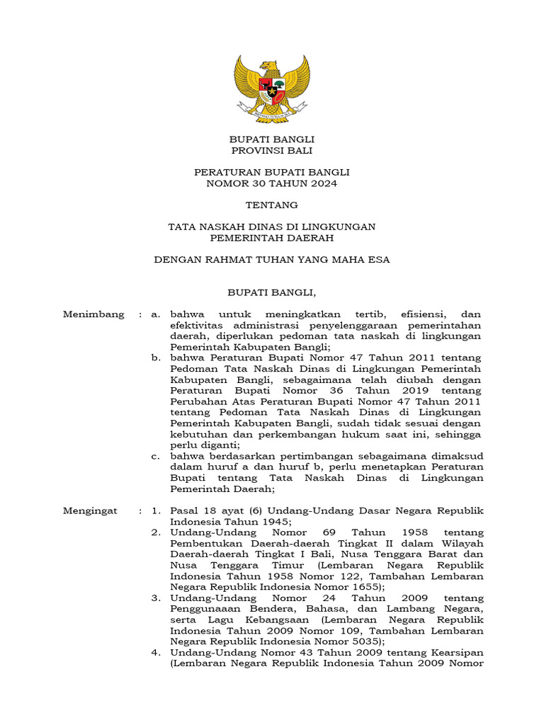 Perbup Nomor 30 Tahun 2024 | PDF