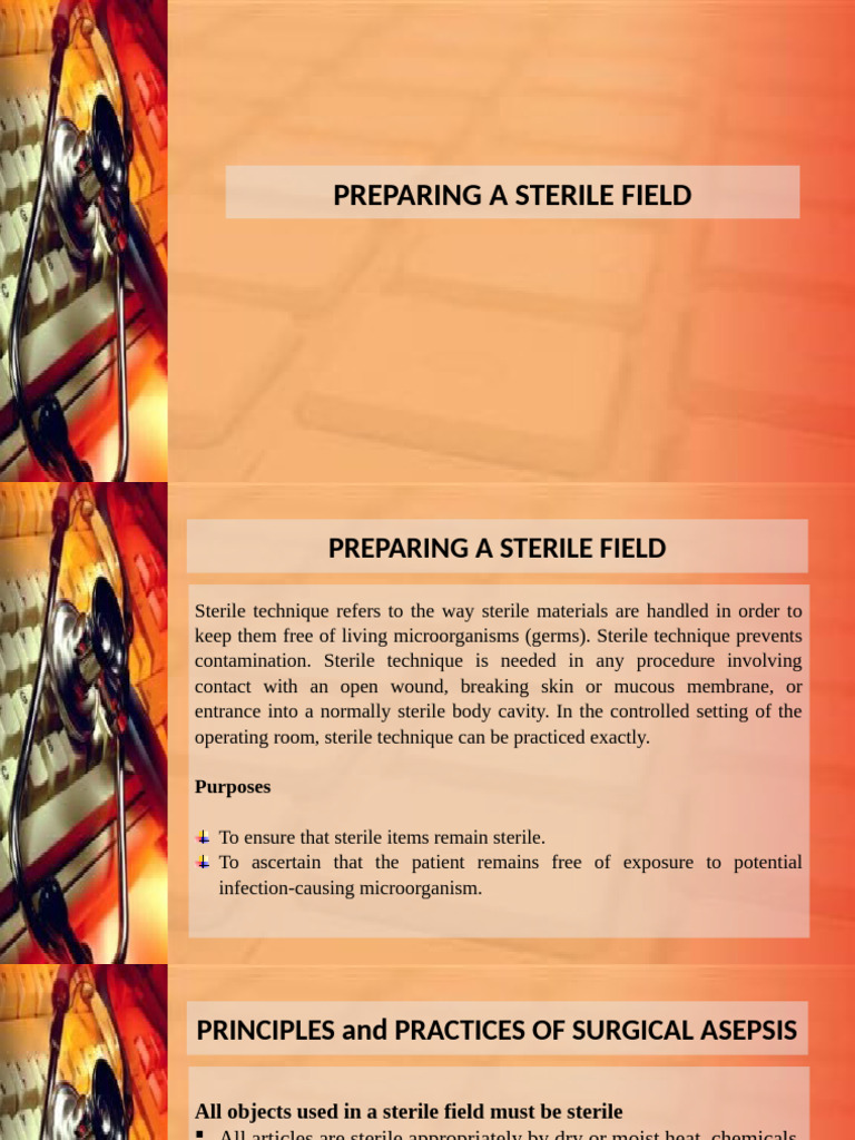 Preparing A Sterile Field | PDF | Medical Specialties