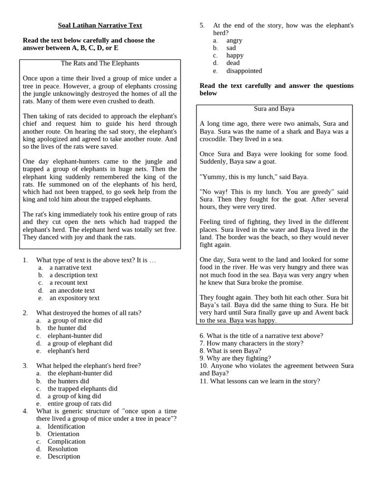 Soal Latihan Narrative Text | PDF