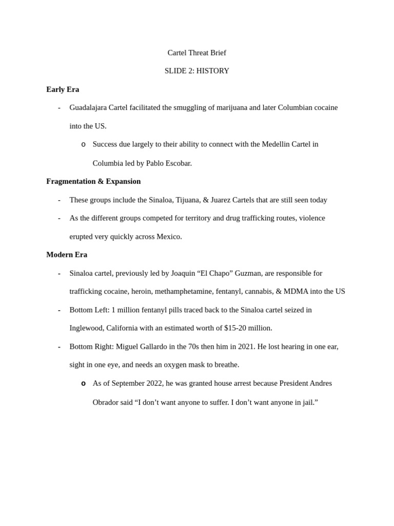 Cartel Threat Brief Notes | PDF