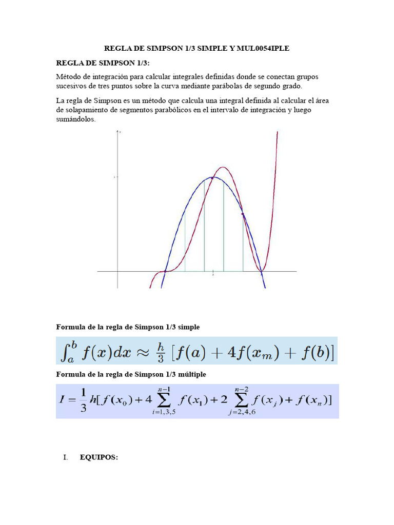 Regla de Simpson 1.3 Simple y Multiple | PDF | Integral | Matemáticas