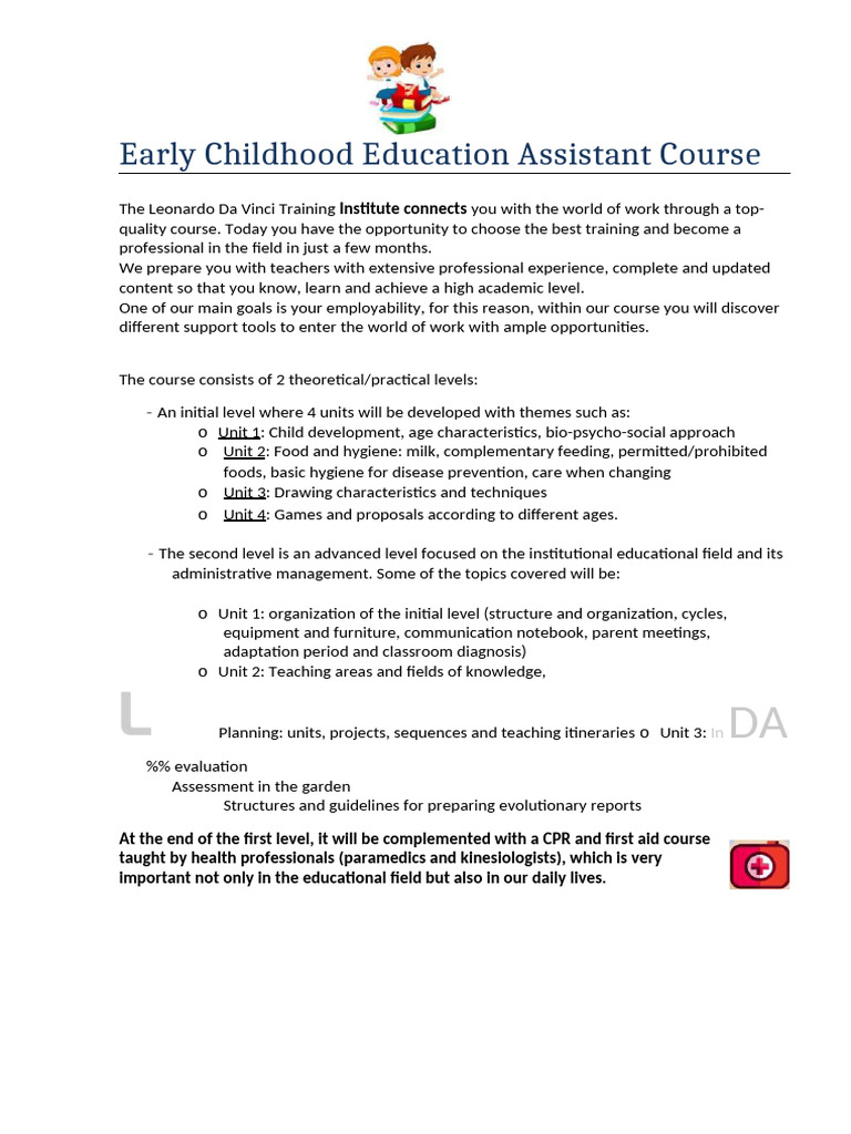 Early Childhood Education Assistant | PDF | Child Care | Preschool