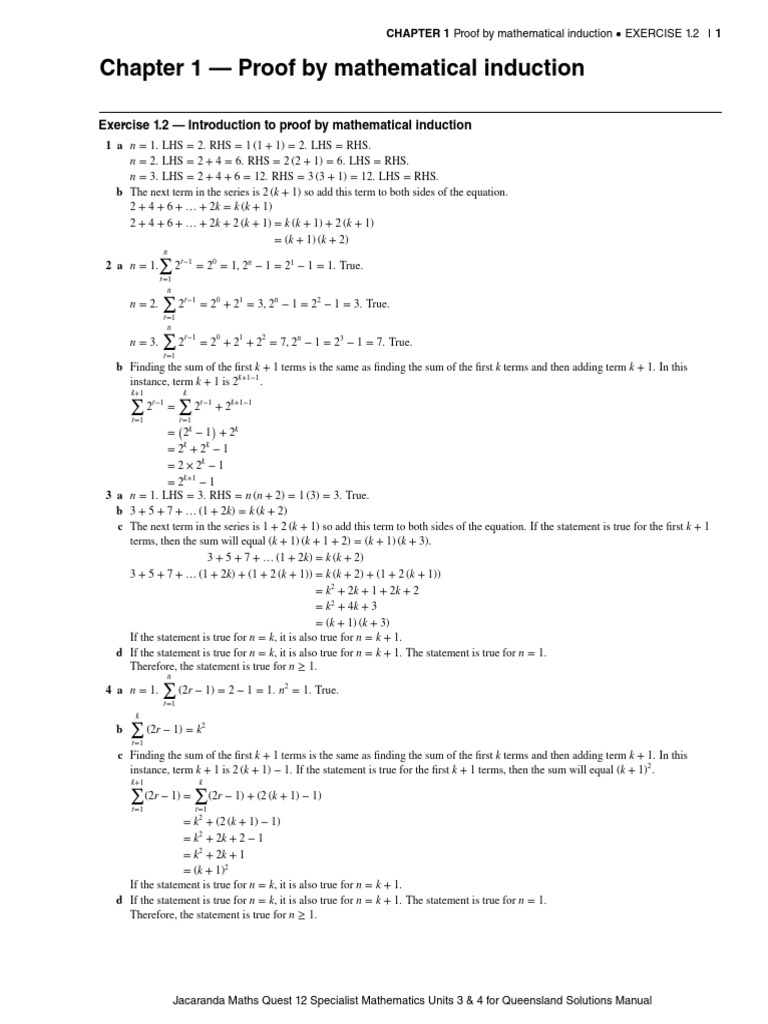 Chapter 01 - SOLUTIONS Proof by Mathematical Induction | PDF | Mathematical Proof | Arithmetic