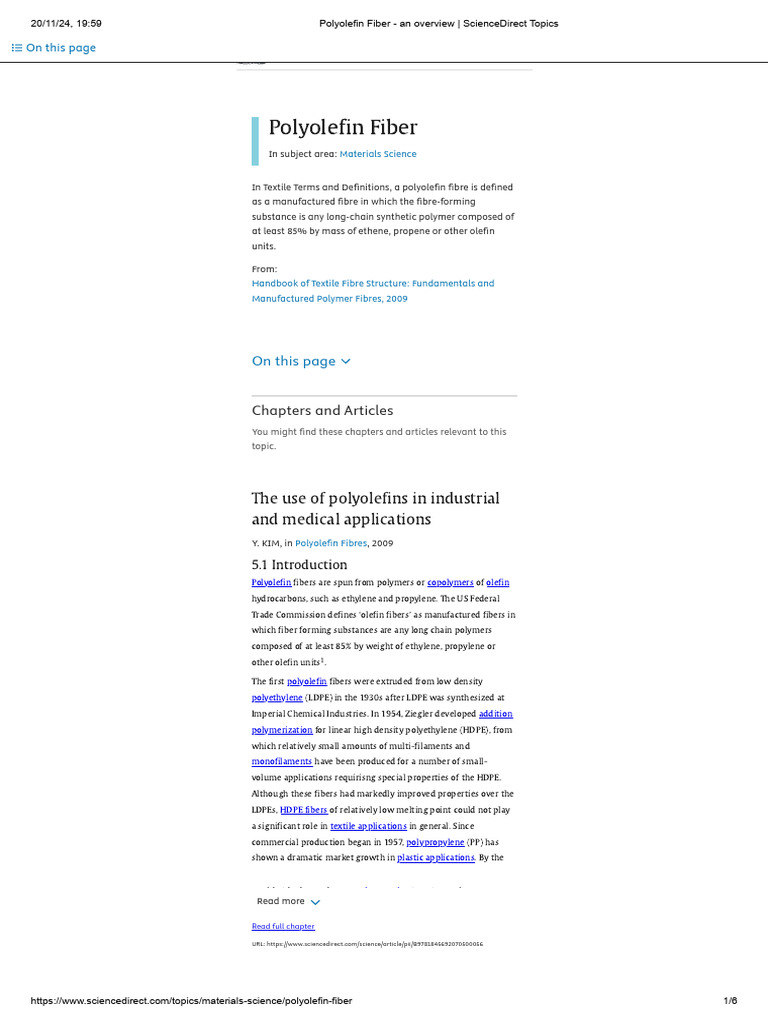 Polyolefin Fiber - An Overview - ScienceDirect Topics | PDF ...