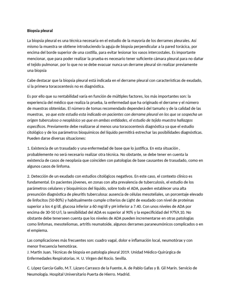 Biopsia Pleural, y Ficha | PDF | Diabetes | Biopsia
