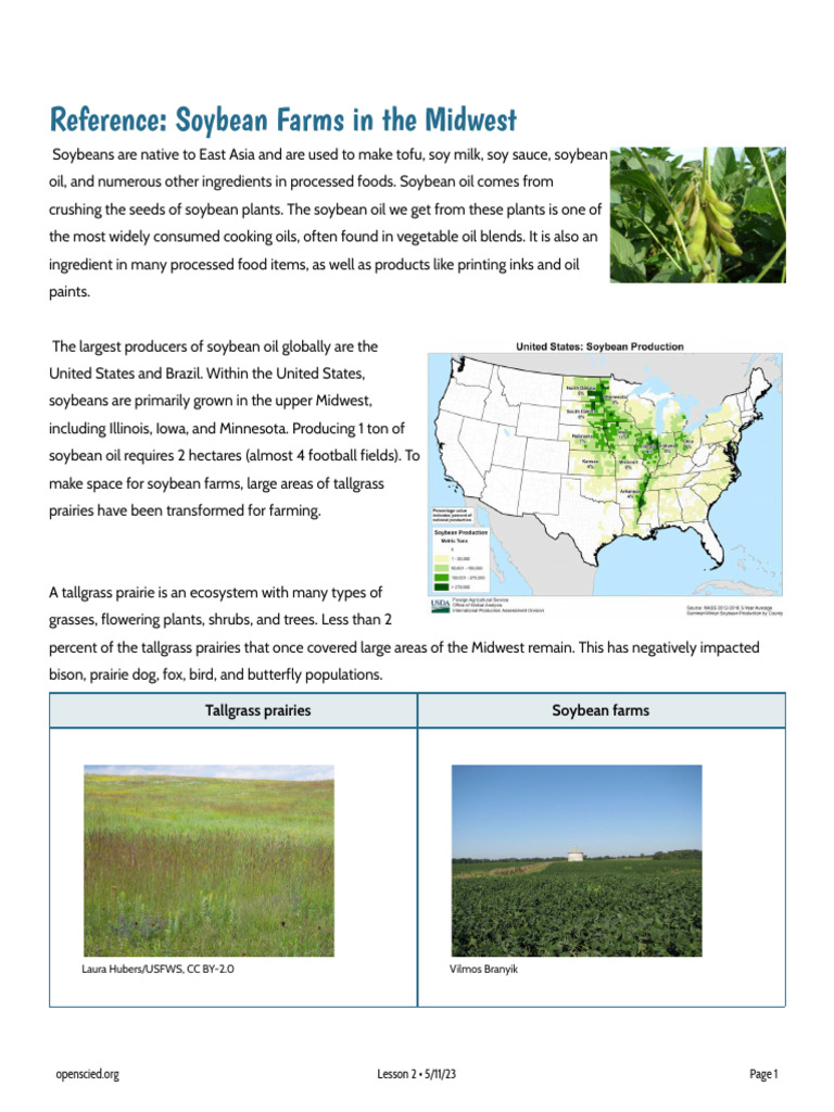 Milo Walter - 7.5 Lesson 2 Handout Reference Soybean Farms - Kami | PDF