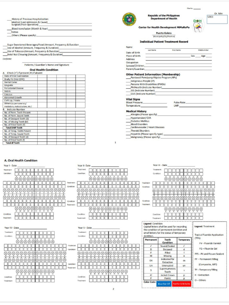 Oral Health Form 1 | PDF