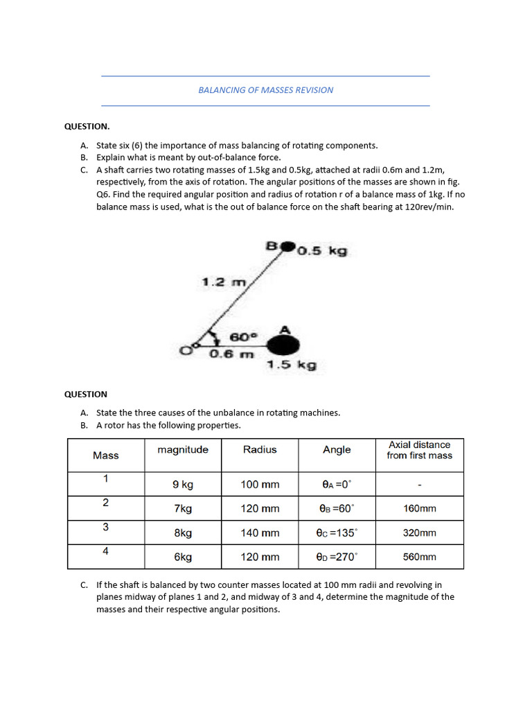 Balancing Masses in Rotating Systems | PDF