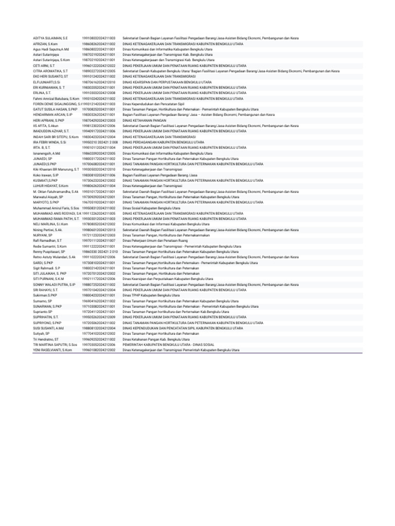 Data Orientasi PPPK Kab Bu 2024 | PDF