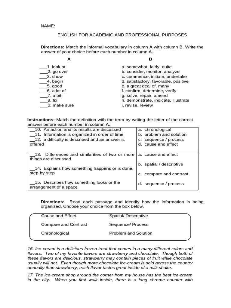 EAPP 1 Activity | PDF | Ice Cream | Food And Drink Preparation