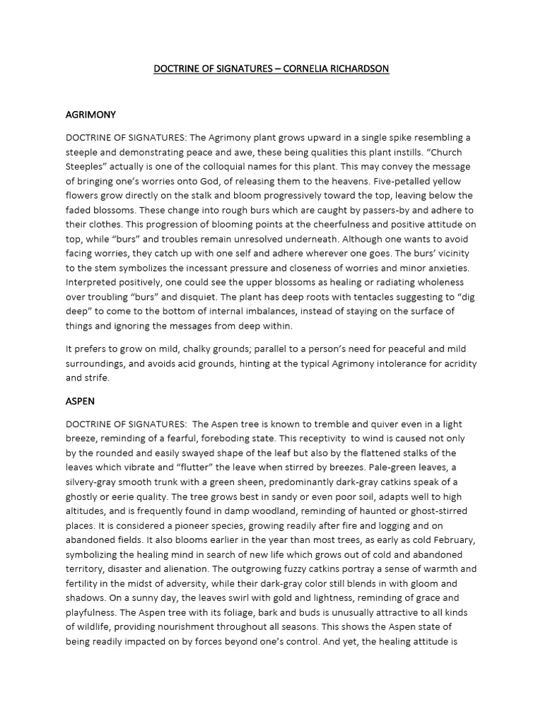 Doctrine of Signatures Explained | PDF | Trees | Walnut