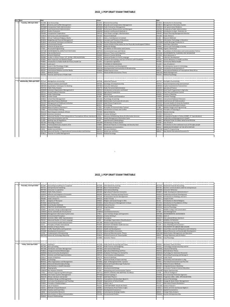 2022 1 Pop Draft Timetable | PDF | Science | Economics