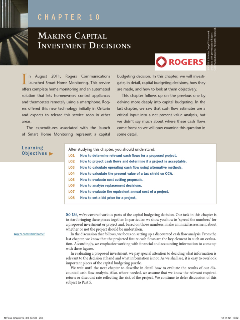 Ross Chapter10 | PDF | Capital Budgeting | Working Capital