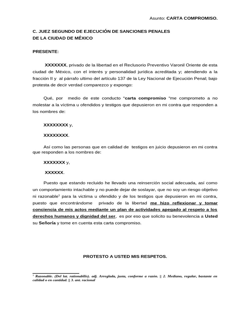 Carta Compromiso de No Molestar | PDF