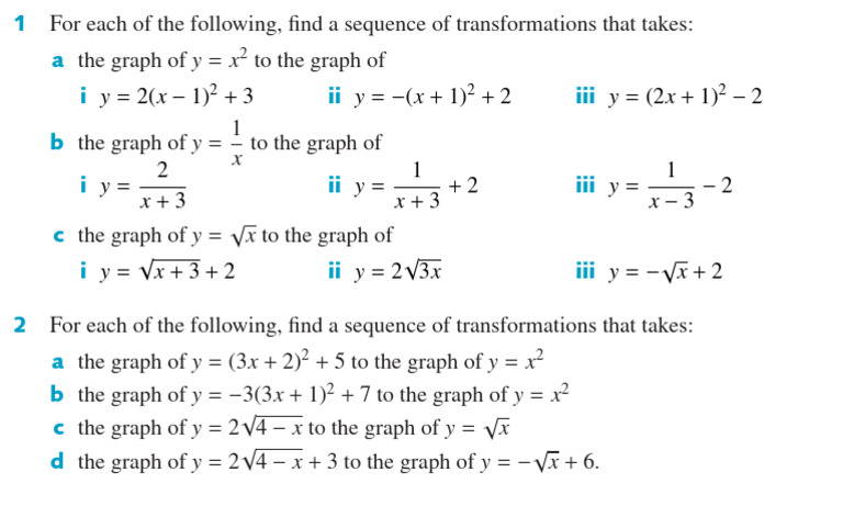 Y11 Graph Transformation Exercise | PDF | Cartesian Coordinate System ...