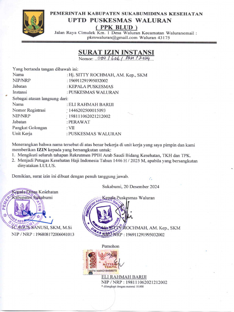 Surat Izin Instansi | PDF