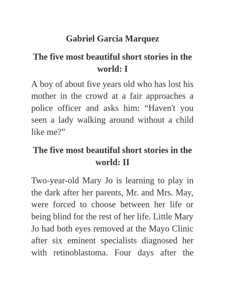 Marquez's Five Beautiful Short Stories | PDF