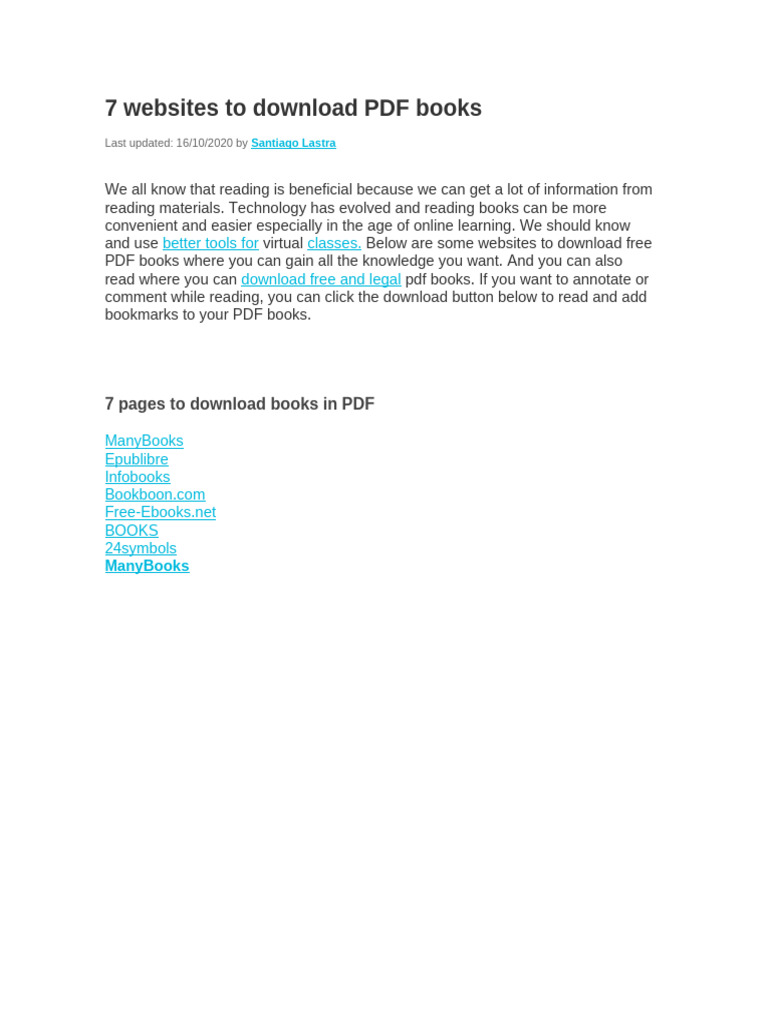 7 Websites To Download PDF Books | PDF | Books | Amazon Kindle