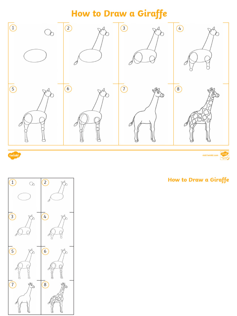 T Ad 1643196957 How To Draw A Giraffe Worksheet - Ver - 1 | PDF