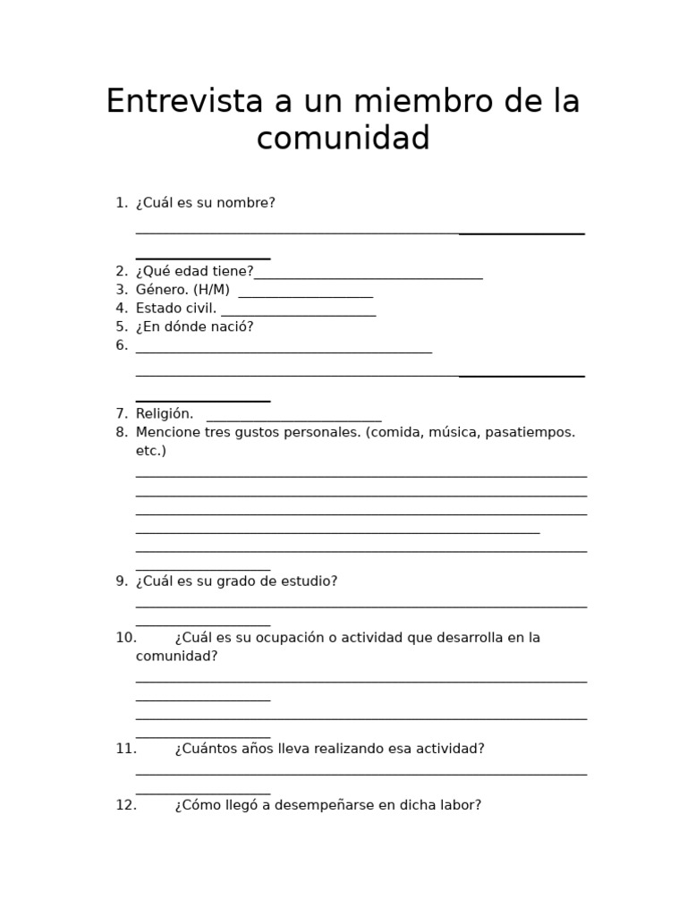 Entrevista a un miembro de la comunidad | PDF