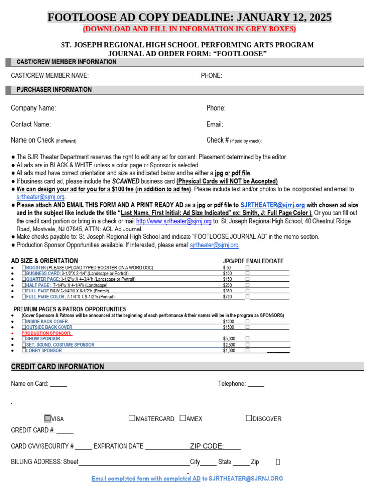 FOOTLOOSE JOURNAL AD FORM WORD | PDF