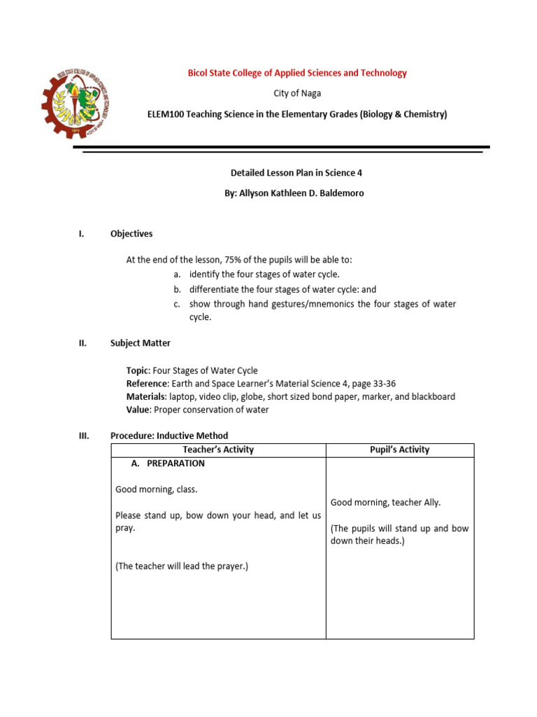Four Stages of the Water Cycle Lesson | PDF | Water Cycle | Water