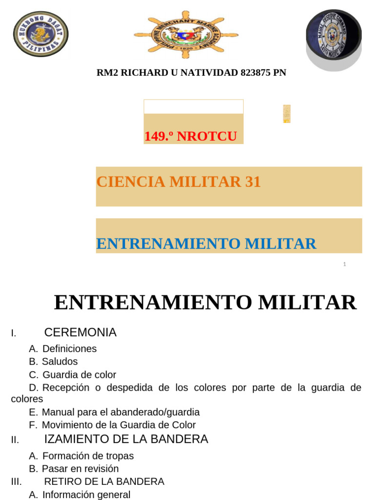 ENTRENAMIENTO MILITAR Ceremonias | PDF | Unidades militares y ...