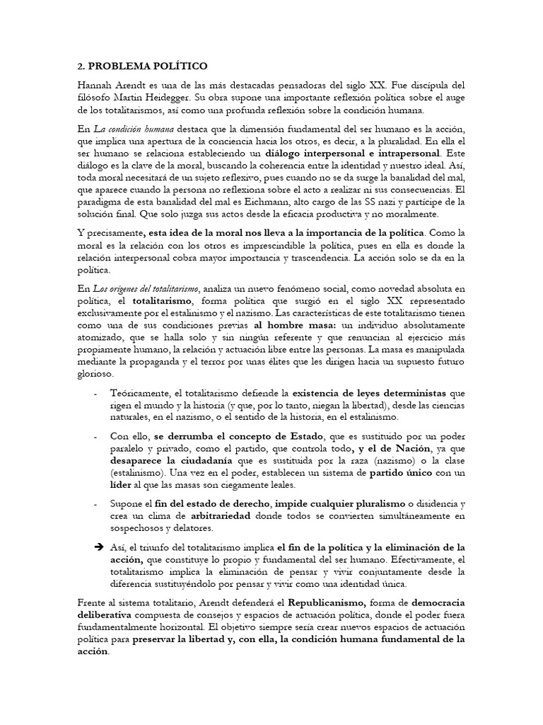 Reflexiones de Arendt sobre Totalitarismo | PDF | Totalitarismo ...