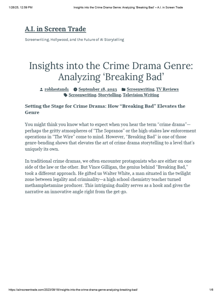 Insights Into The Crime Drama Genre - Analyzing Breaking Bad' - A.I. in ...