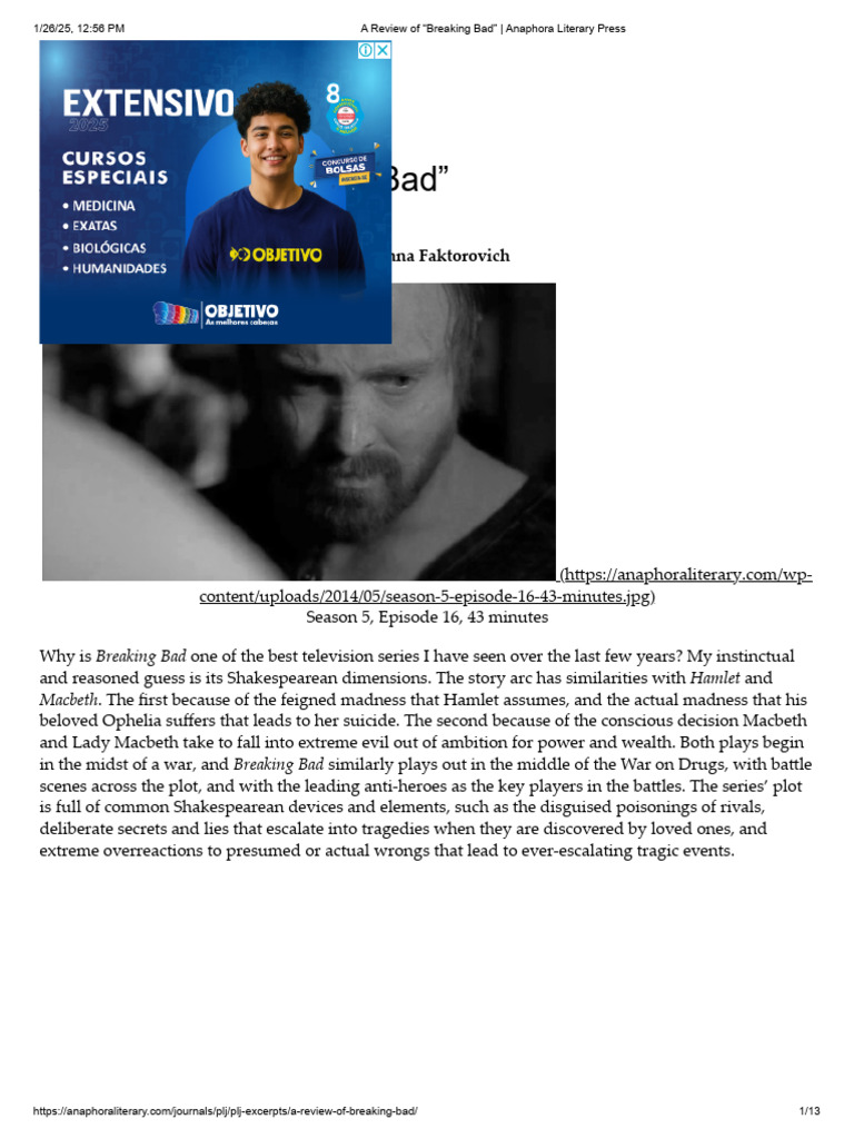 A Review of "Breaking Bad" - Anaphora Literary Press | PDF | Hamlet