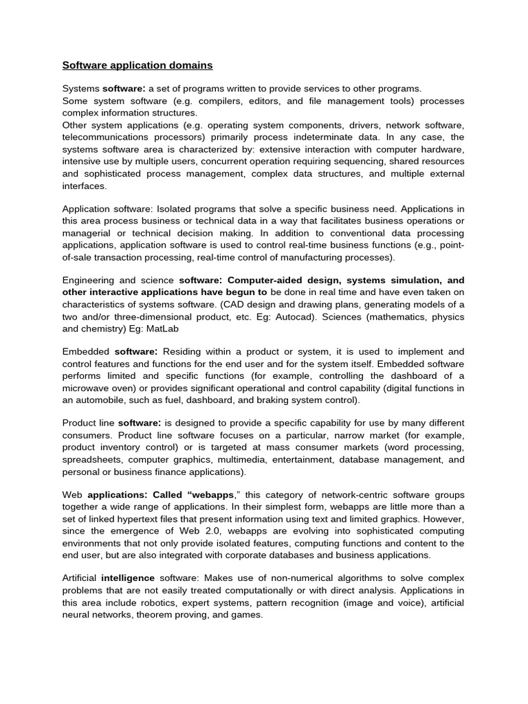 Overview of Software Application Domains | PDF | Computer Aided Design ...