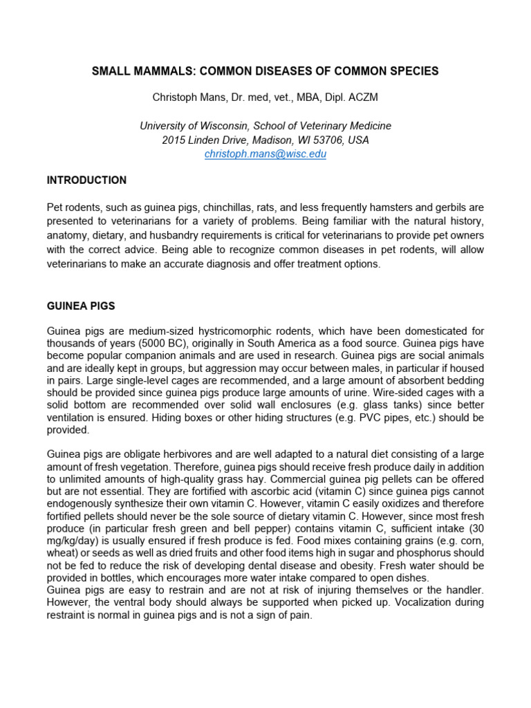 Mans - 5 - Small Mammals Common Diseases | PDF | Vitamin C | Pneumonia