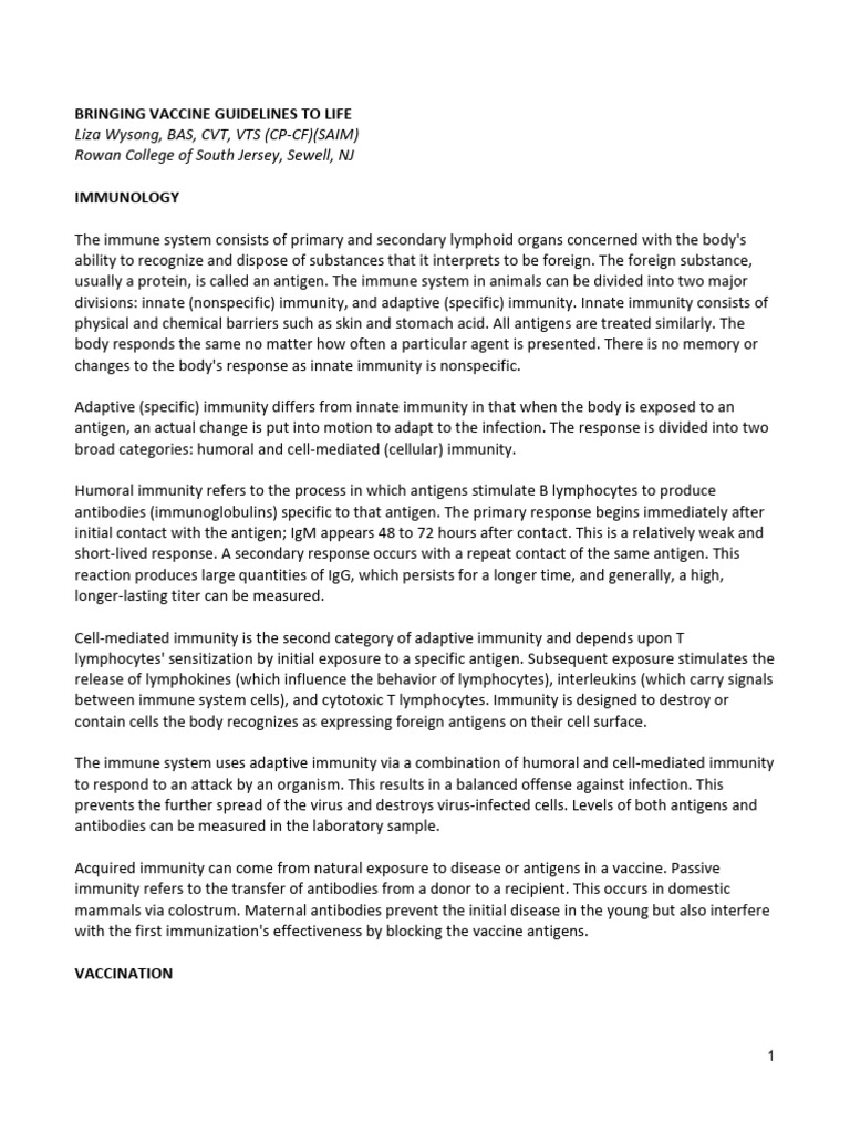 Wysong - 5 - Bringing Vaccine Guidelines To Life | PDF | Immune System ...
