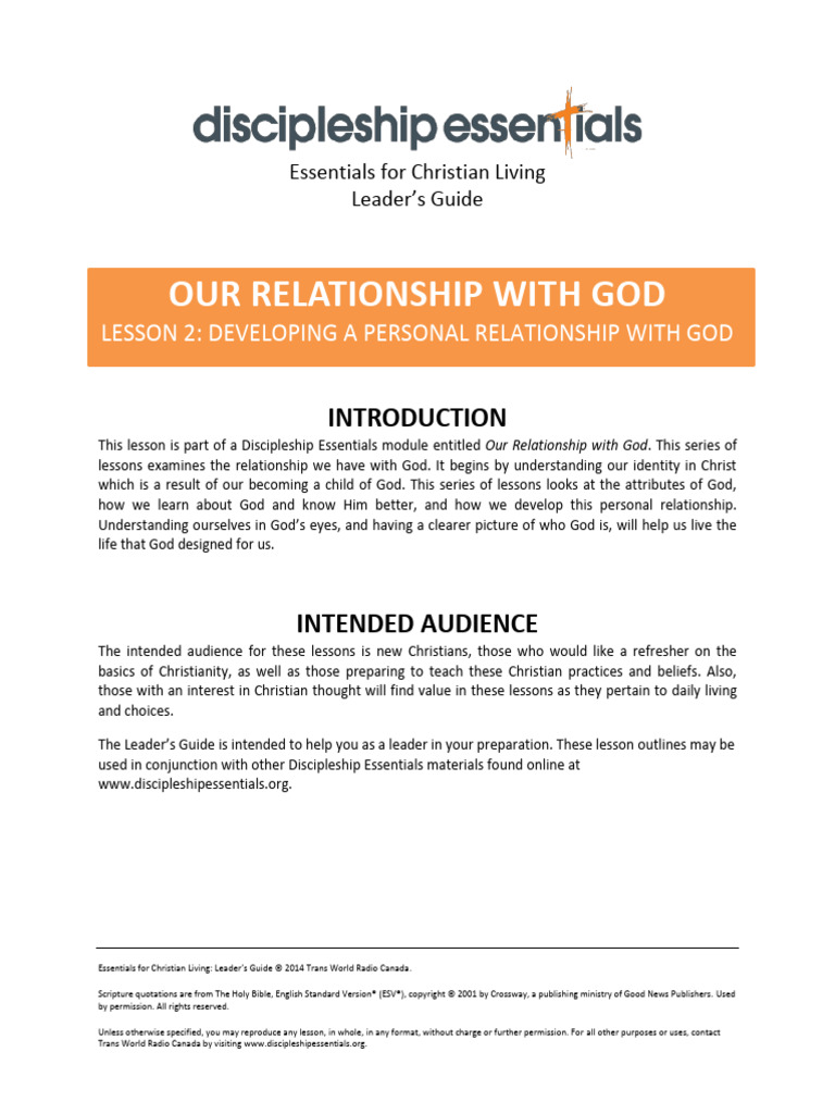 02 - Developing A Personal Relationship With God - Leaders Guide | PDF ...