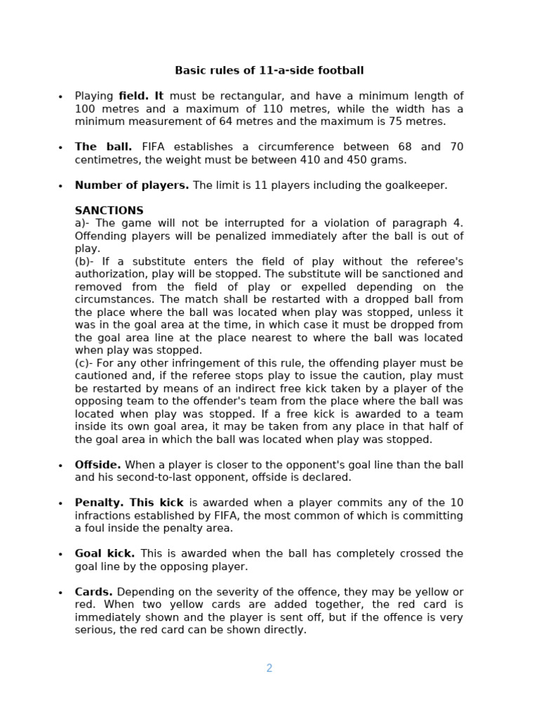Basic Rules of 11-A-Side Football, 5-A-Side Football, Indoor Football ...