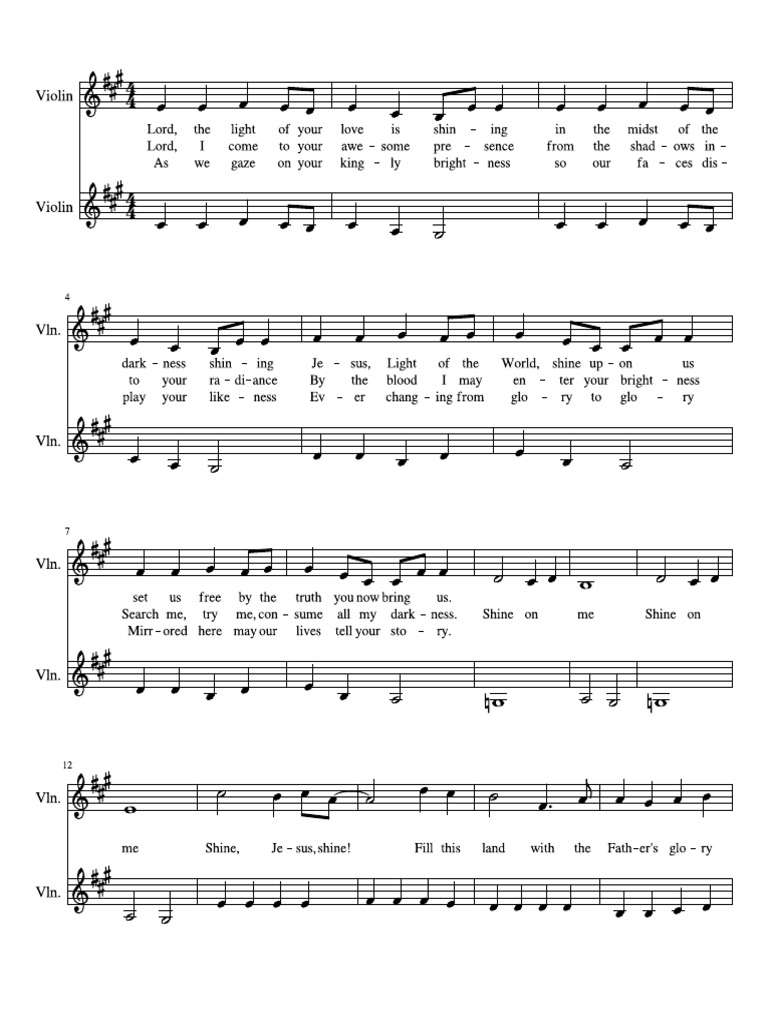 Shine, Jesus, Shine (By Hannah) | PDF