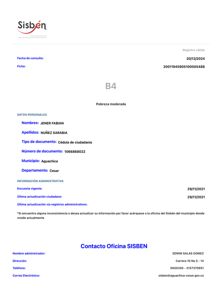 Index - Consulta categoria Sisbén IV | PDF