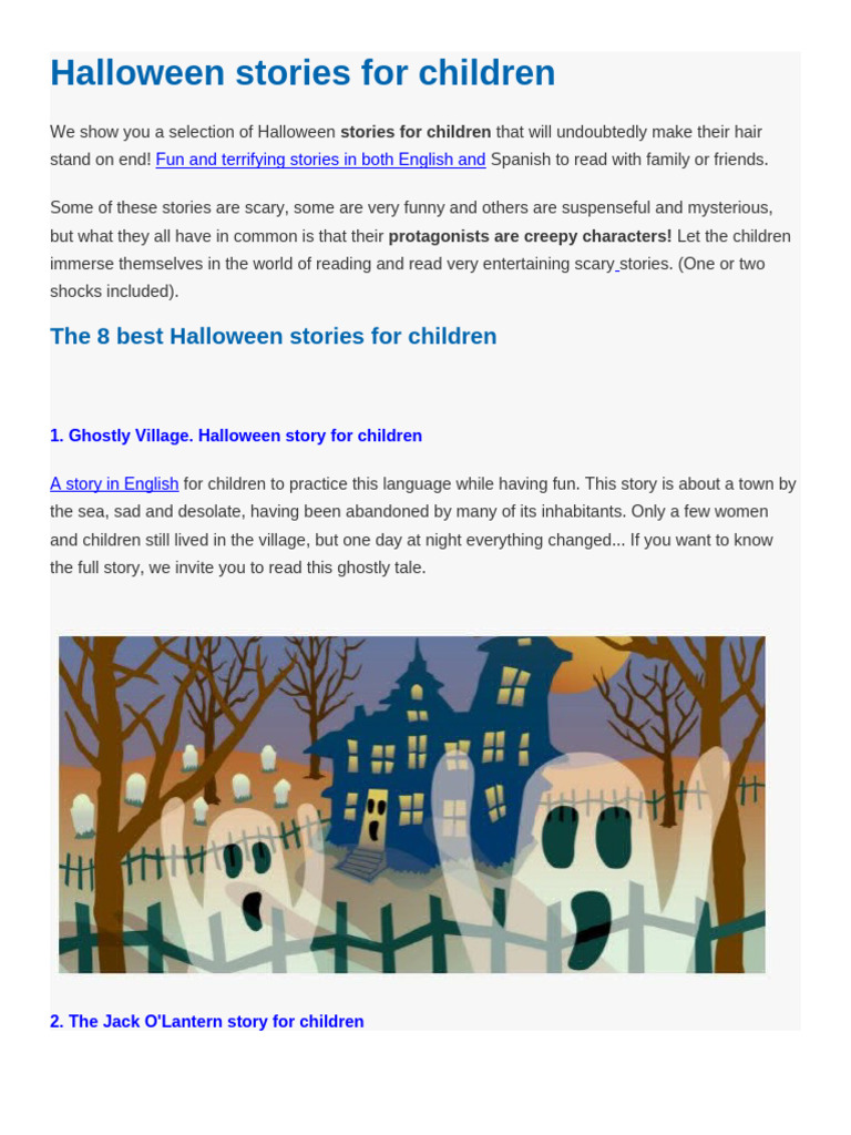 Halloween Stories For Kids | PDF | Halloween | Horror Fiction