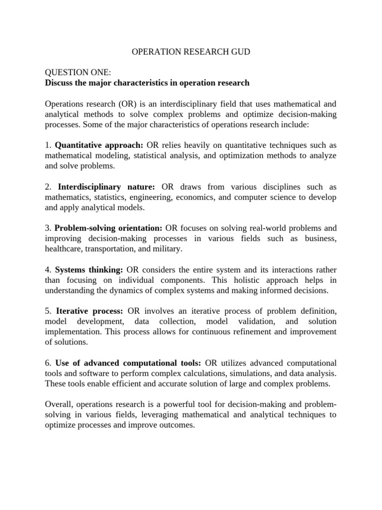 Operation Research Gud | PDF | Mathematical Optimization | Data Analysis