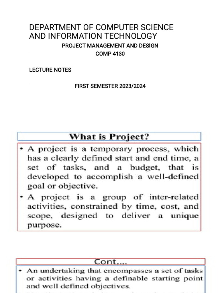 COMP 4130 Project Management Notes | PDF
