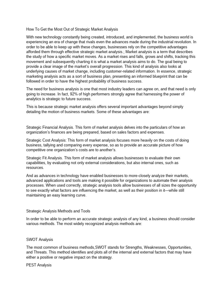 Lesson 6 The Need For Strategic Market Analysis | PDF | Swot Analysis ...
