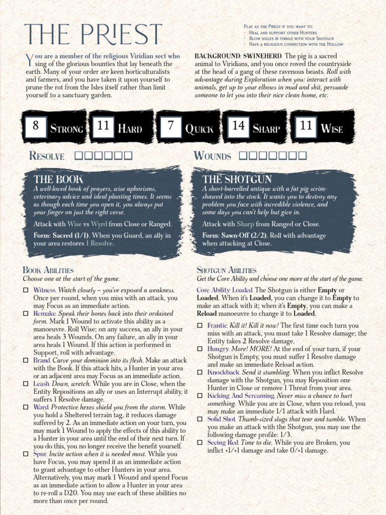 Hollows Quickstart Character Sheets 2024 01 11 Urdt3q | PDF