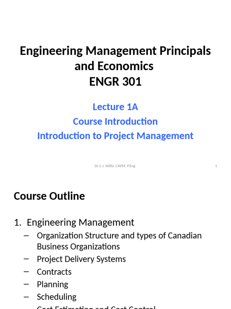 Lecture 1 - A_ Introduction to Project Management Organization | PDF | Project Management | Risk ...